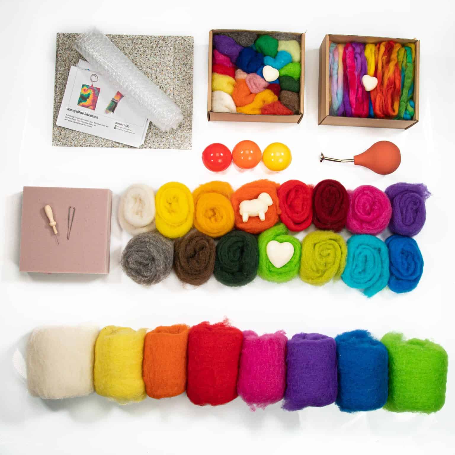 Filzsets zum Nassfilzen, Nadelfilzen und Trockenfilzen